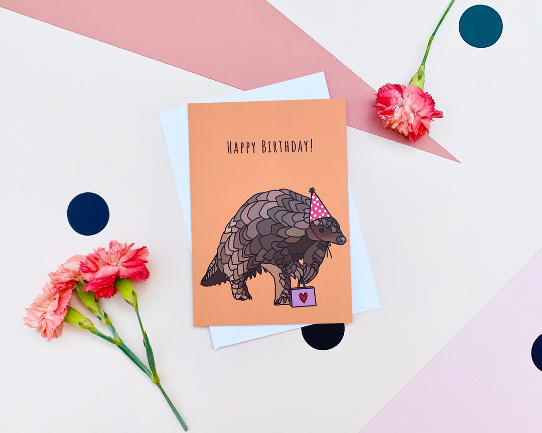 Pangolin Happy Birthday Card - Etsy UK