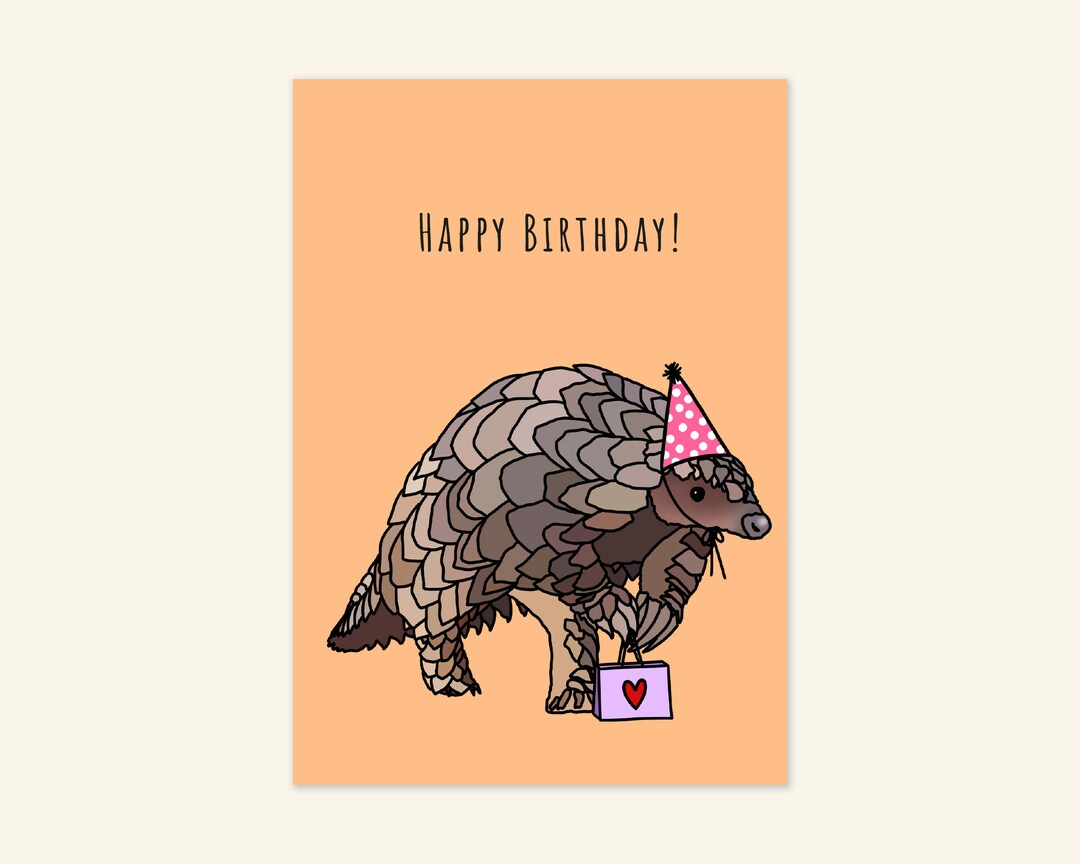 Pangolin Happy Birthday Card - Etsy