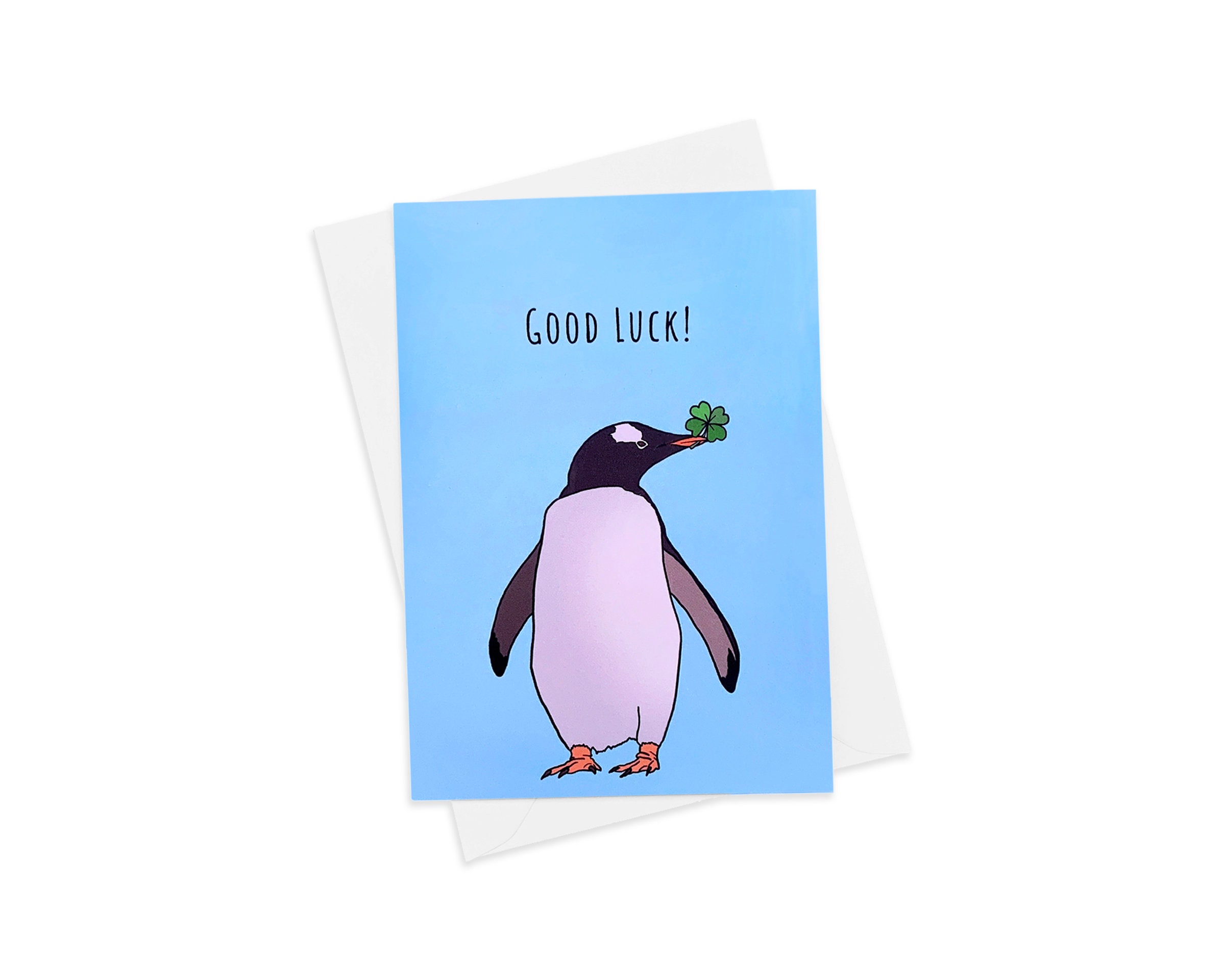 Penguin Good Luck Card - Etsy UK