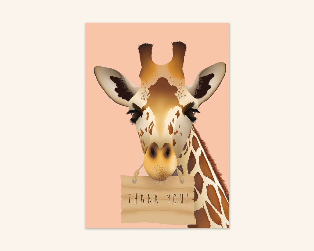 Giraffe Thank You Card - Etsy