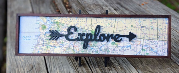 Wooden Map Sign | Etsy