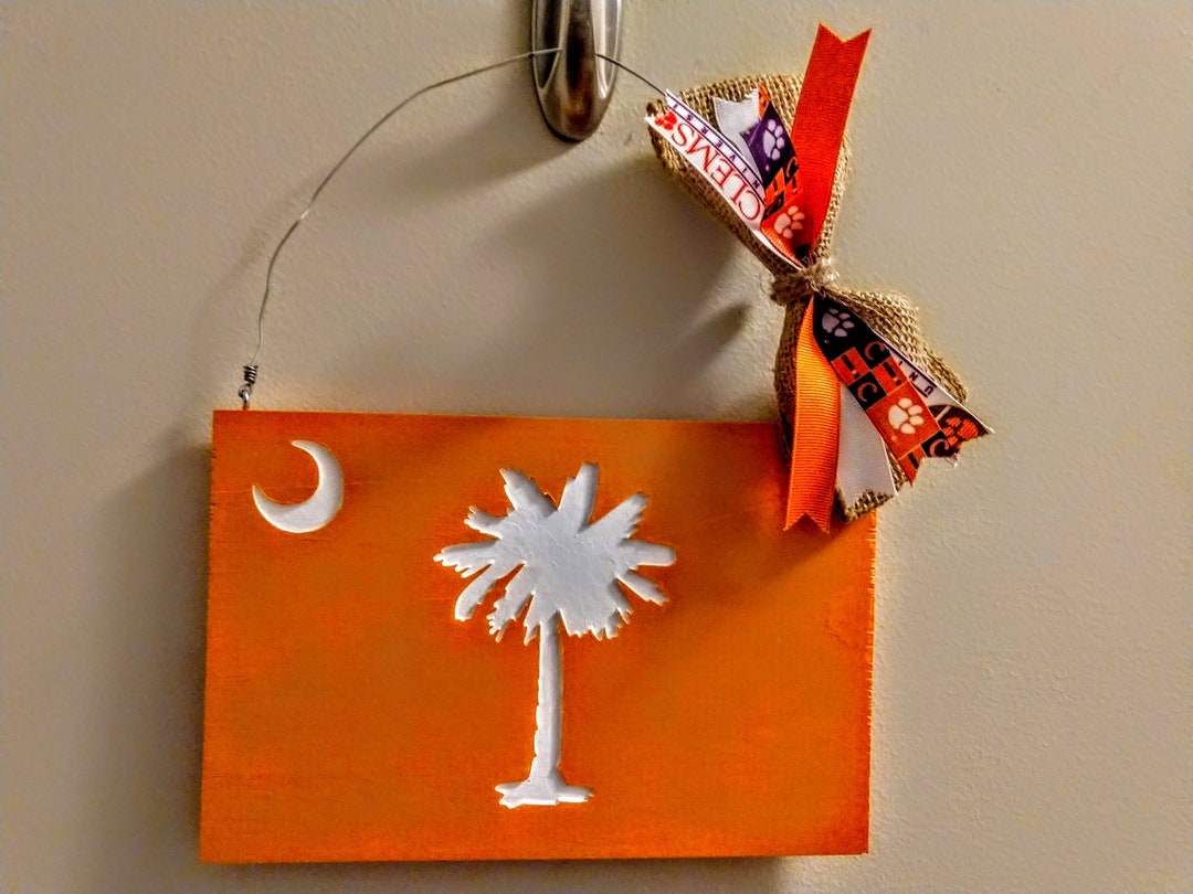 Clemson Colored Wooden Hanging SC State Flag - Etsy
