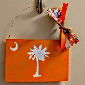 Clemson Colored Wooden Hanging SC State Flag - Etsy