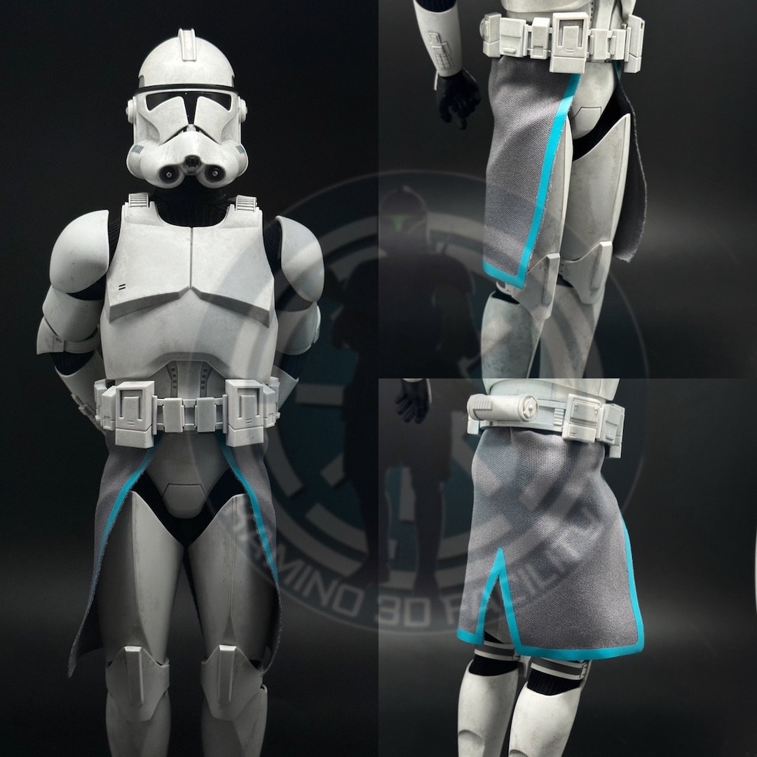 1:6 HT Clone Trooper Realistic Grey and Teal Kama for Custom 12” Figure ...