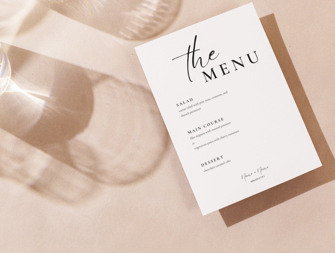 Customizable Editable Printable Menu Template for Modern - Etsy