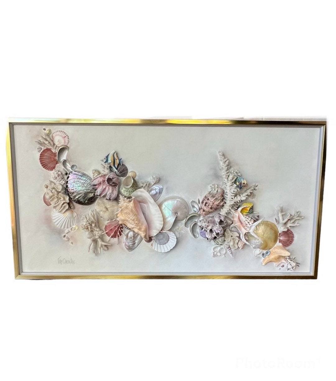 Large Coastal Sculptural Natural Sea Shell Beach Collage Wall Art - Etsy