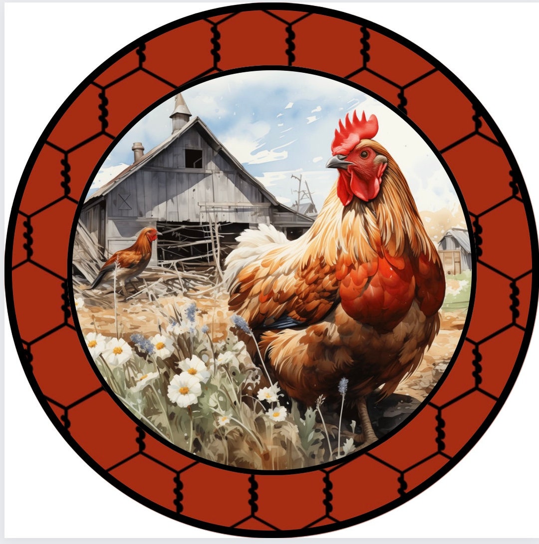 Round Everyday Rooster Sign, Rustic Barn, Country Decor, Door Hanger ...