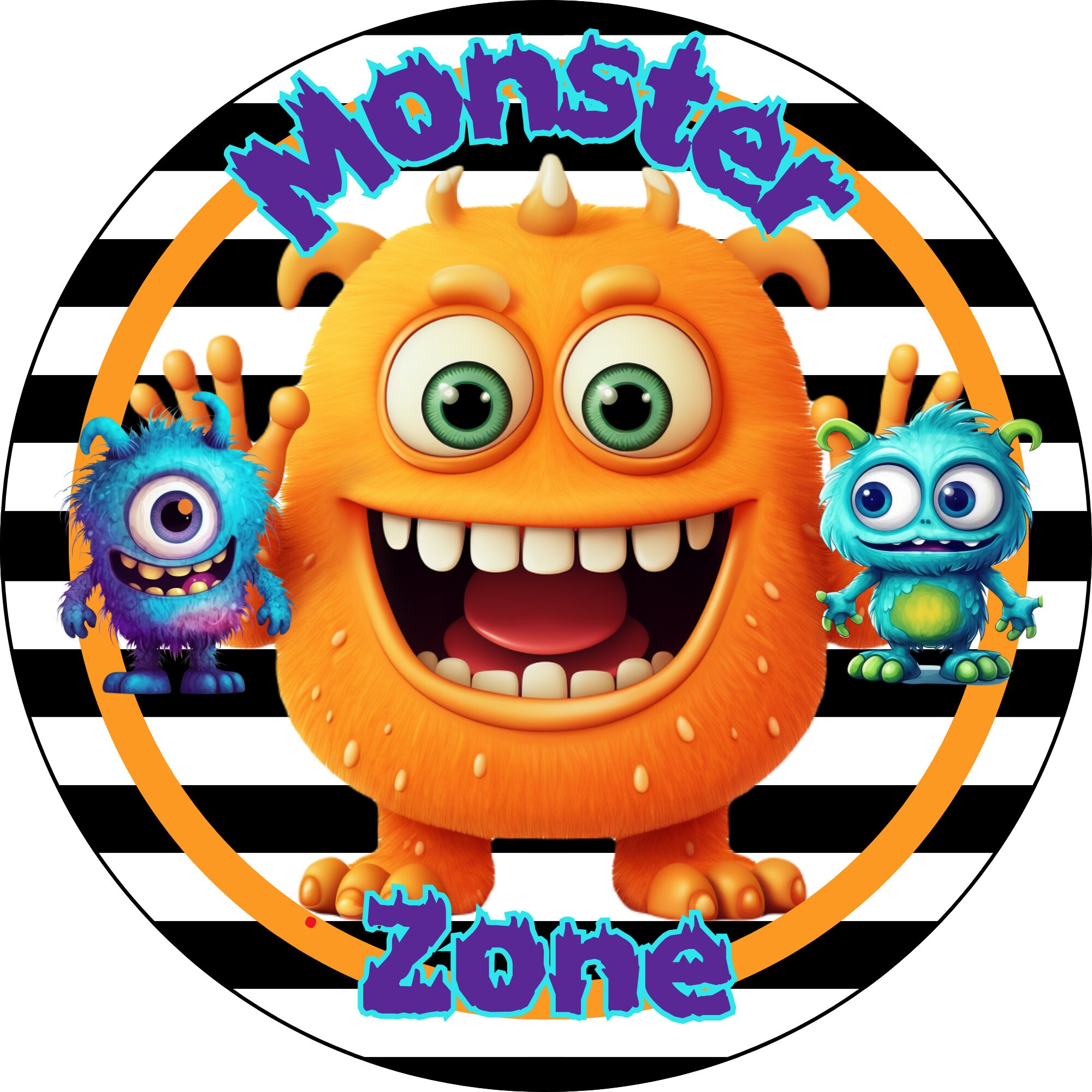 Round Cute Monster Sign, Monsters Zone, Door Hanger, Wreath Sign ...
