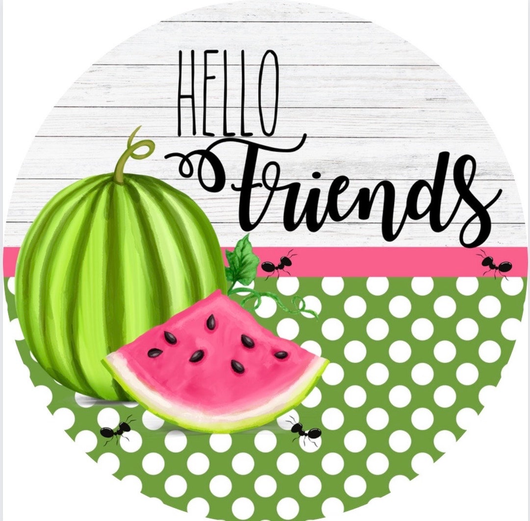 Round Watermelon Welcome Sign, Watermelon Decor, Door Hanger, Sign for ...