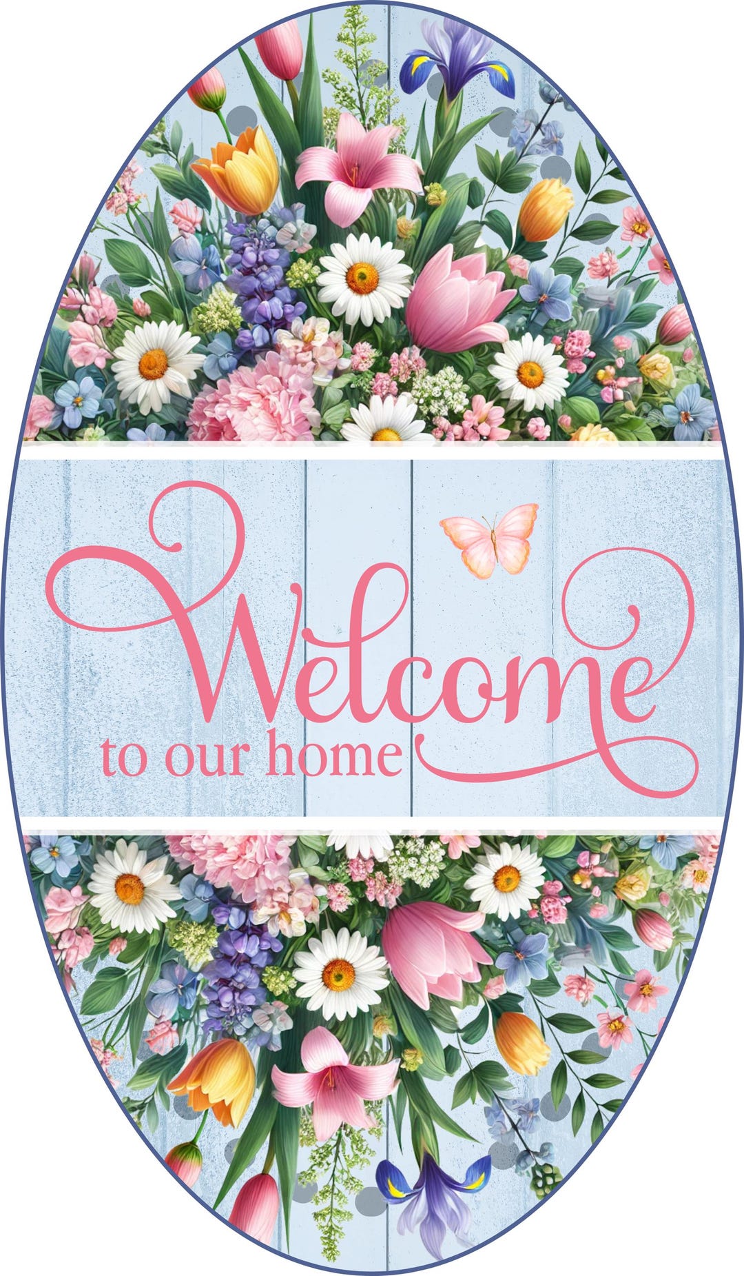 Spring Floral Welcome Sign 7x12 Oval Metal Sign, Summer Wreath ...