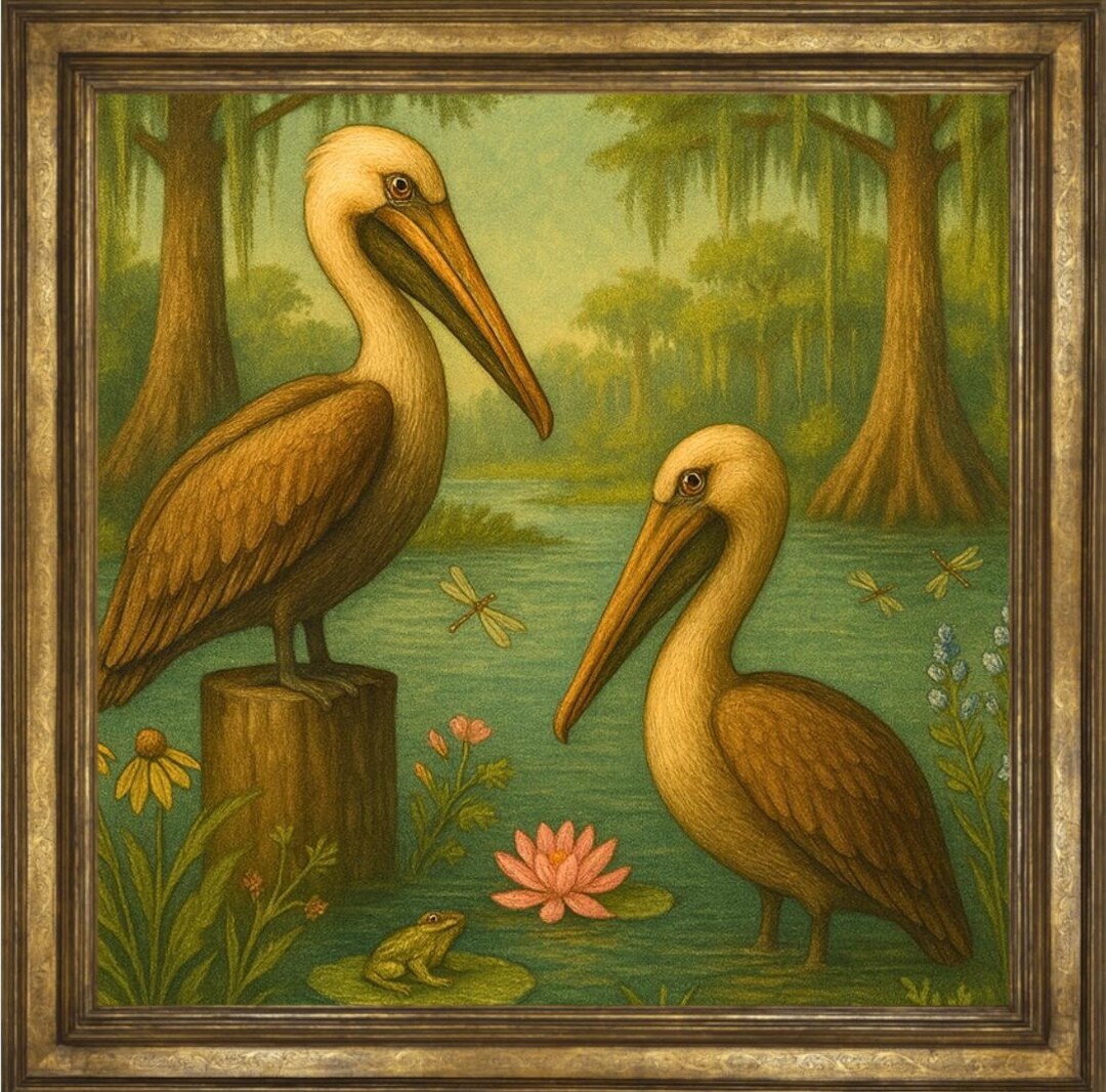 SQUARE Pelican Bayou Louisiana Wreath Sign, Metal Swamp Wildlife Wall ...