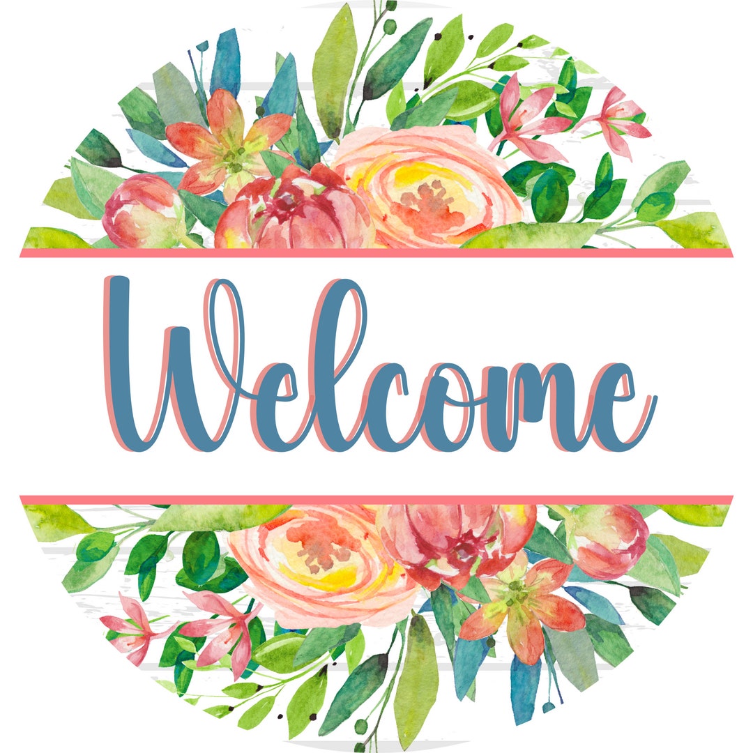 Floral Pomegranate Welcome Sign, Tropical Metal Door Hanger - Etsy