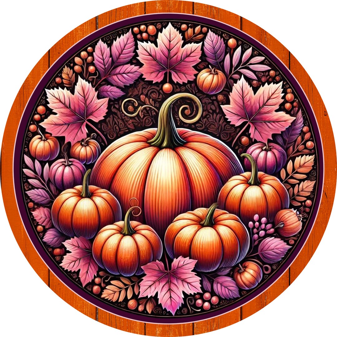 Pumpkin Patch Fall Metal Wreath Sign, Autumn Harvest Decor, Pumpkin and ...