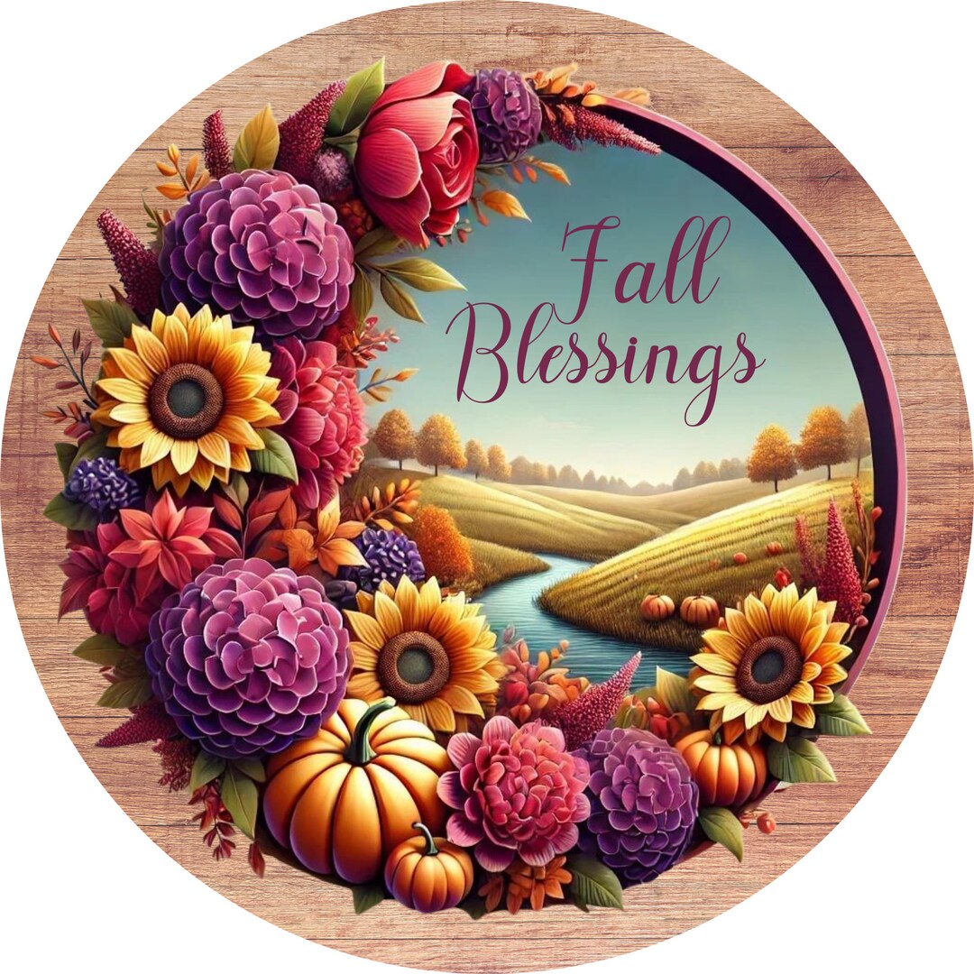 Fall Blessings Metal Wreath Sign, Autumn Decor, Fall Door Sign, Harvest ...