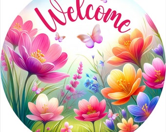 Round Tulip Wreath Sign, Round Metal Sign, Springtime Sign, Wreath ...