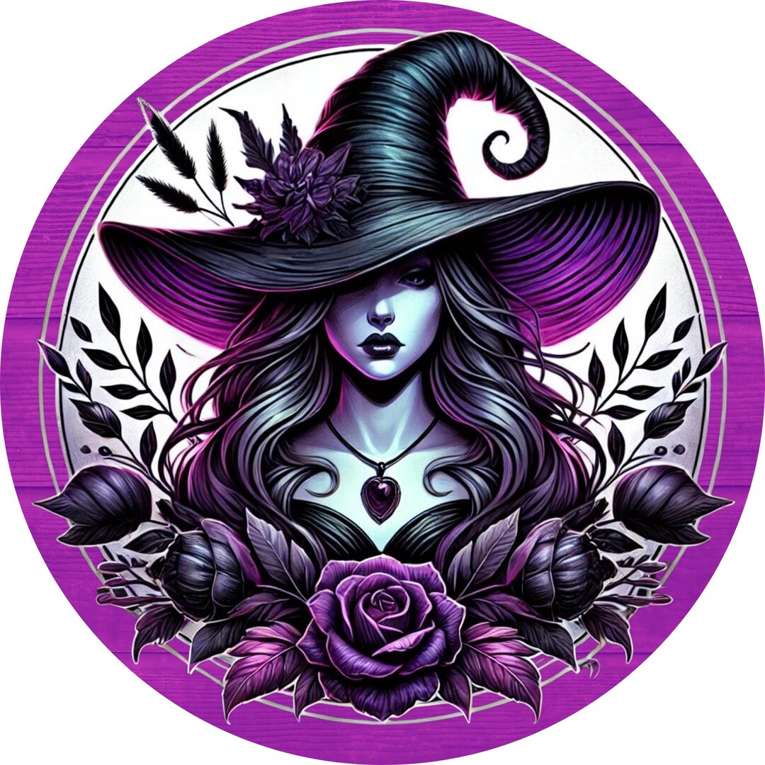 Elegant Halloween Witch Wreath Sign – Available in 6", 8", 10", 11.75 ...