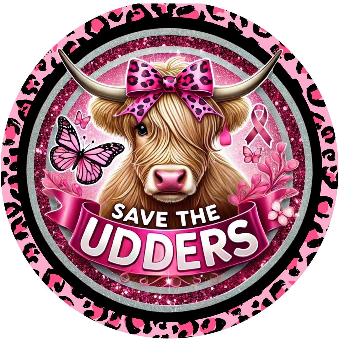 Breast Cancer Awareness Highland Cow Sign – Pink Leopard Print - Etsy