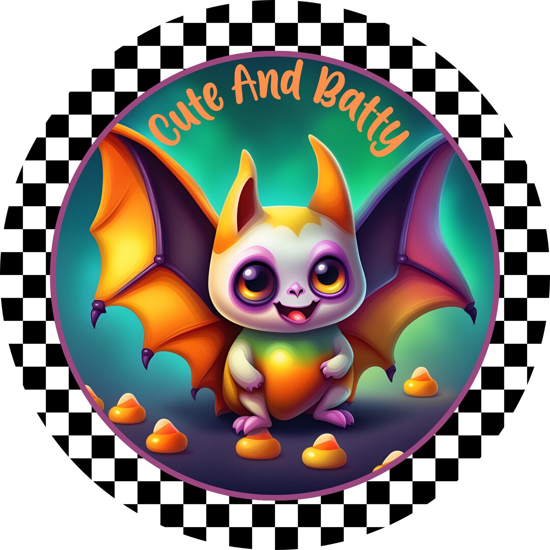 Round Bat Sign, Cute and Batty, Door Hanger, Wreath Sign, Wreath ...