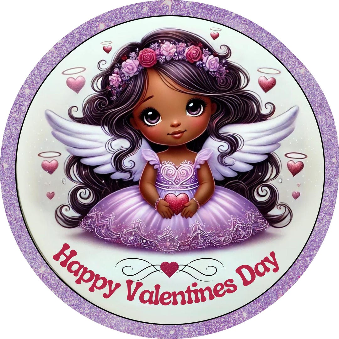 Valentine's Day Wreath Sign – Purple Cupid Angel Metal Sign, Glam ...