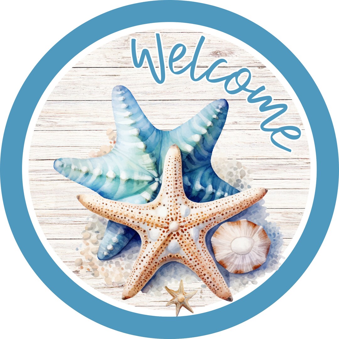 Coastal Welcome Sign, Starfish and Shells, Beach Decor - Etsy
