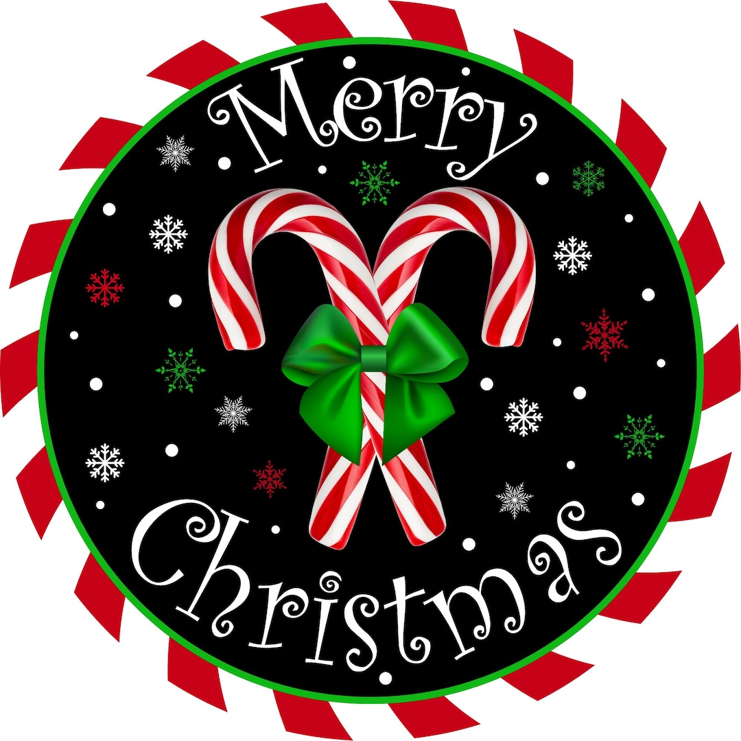 Merry Christmas Candy Cane Sign, Holiday Decor, Christmas Wreath Sign ...