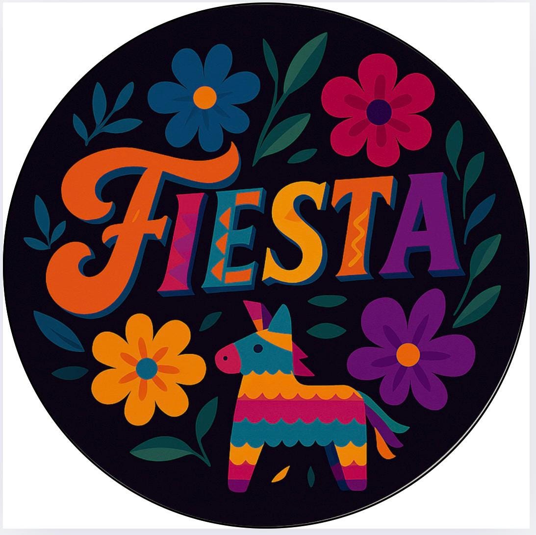 Fiesta Wreath Sign Round Metal | Cinco De Mayo Piñata Sign | Colorful ...