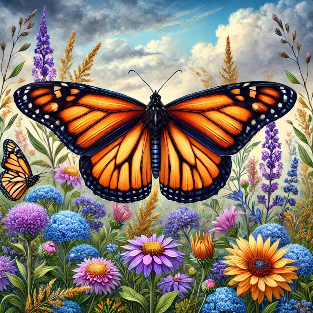 Monarch Butterfly Square Metal Wreath Sign, Wildflower Garden Wall ...