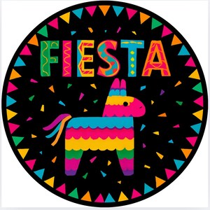 Bright Fiesta Piñata Wreath Sign Round Metal | Cinco De Mayo Party ...