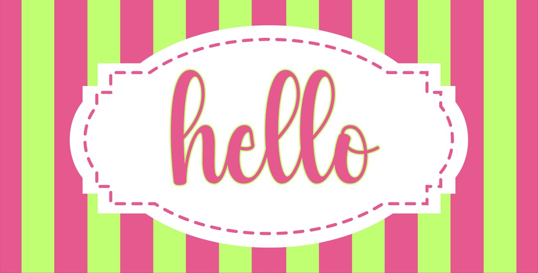 Hello/welcome Metal Door Hanger, Pink and Lime Stripe Sign - Etsy