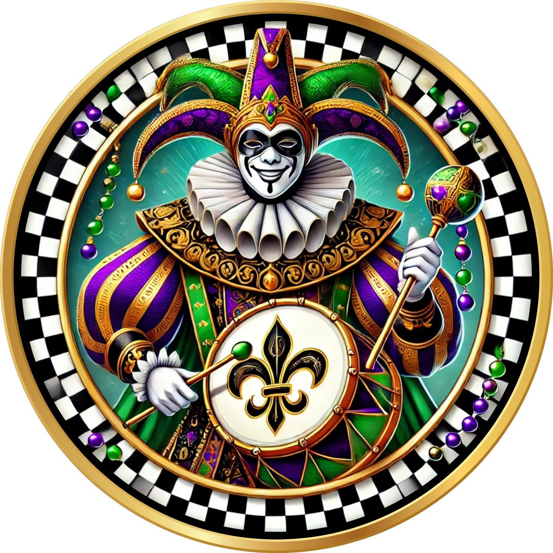 Mardi Gras Jester Wreath Sign - Purple, Gold, Green Decor - Lightweight ...