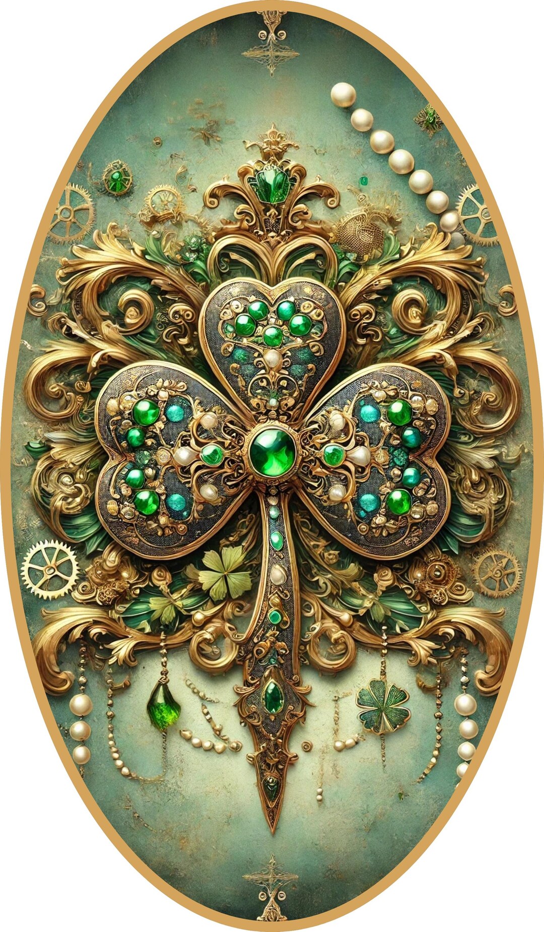 Oval St. Patrick’s Day Shamrock Metal Wreath Sign, Vintage Steampunk ...