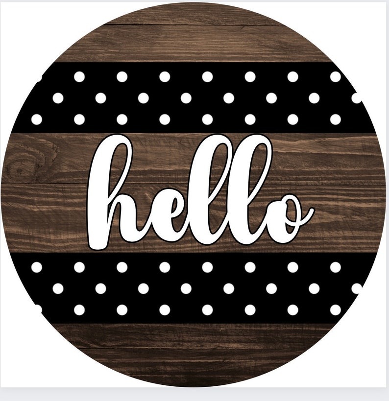 Round Welcome Sign, Faux Wood, Polka Dot, Door Hanger, Aluminum - Etsy