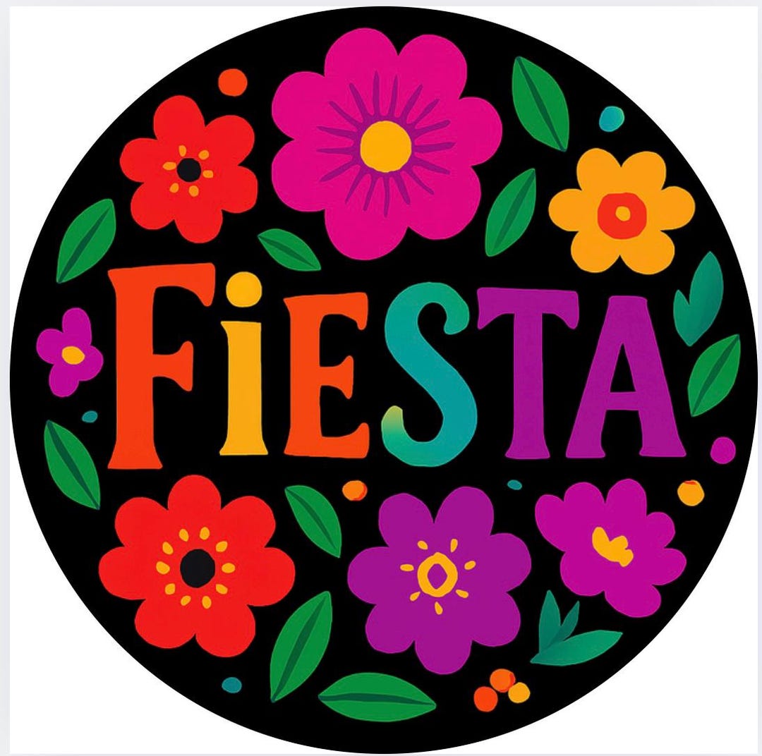 Colorful Fiesta Wreath Sign Round Metal | Cinco De Mayo Door Hanger ...