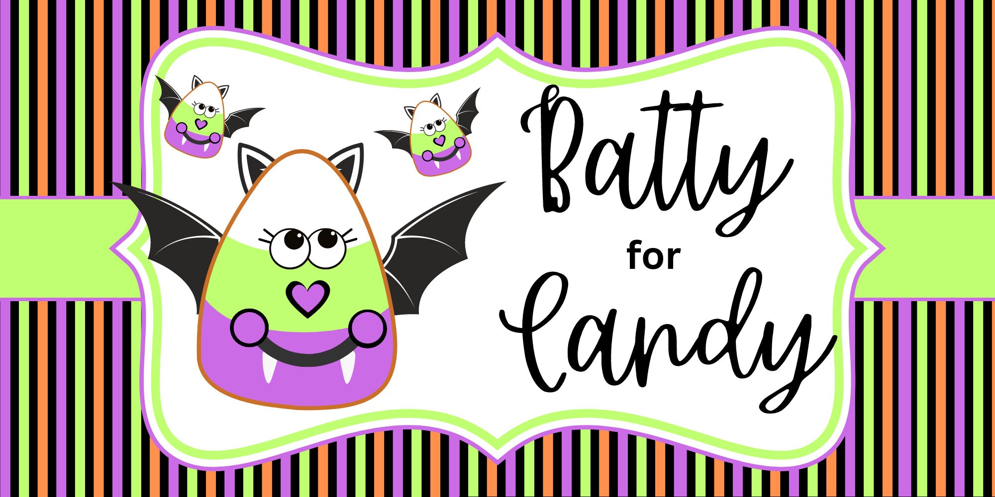 6x12 Cute Candycorn Bat Sign, Batty for Candy, Door Hanger, Wreath Sign ...