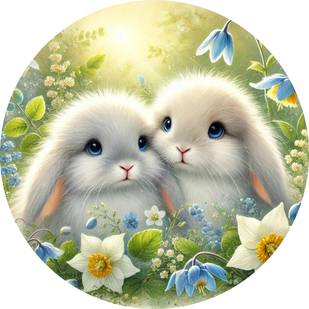 Easter Bunny Wreath Sign, Spring Floral Rabbit Decor, Cute Baby Bunny ...