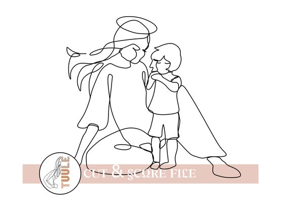 SVG PNG Angel Mother Original Line Art DIGITAL Download | Etsy