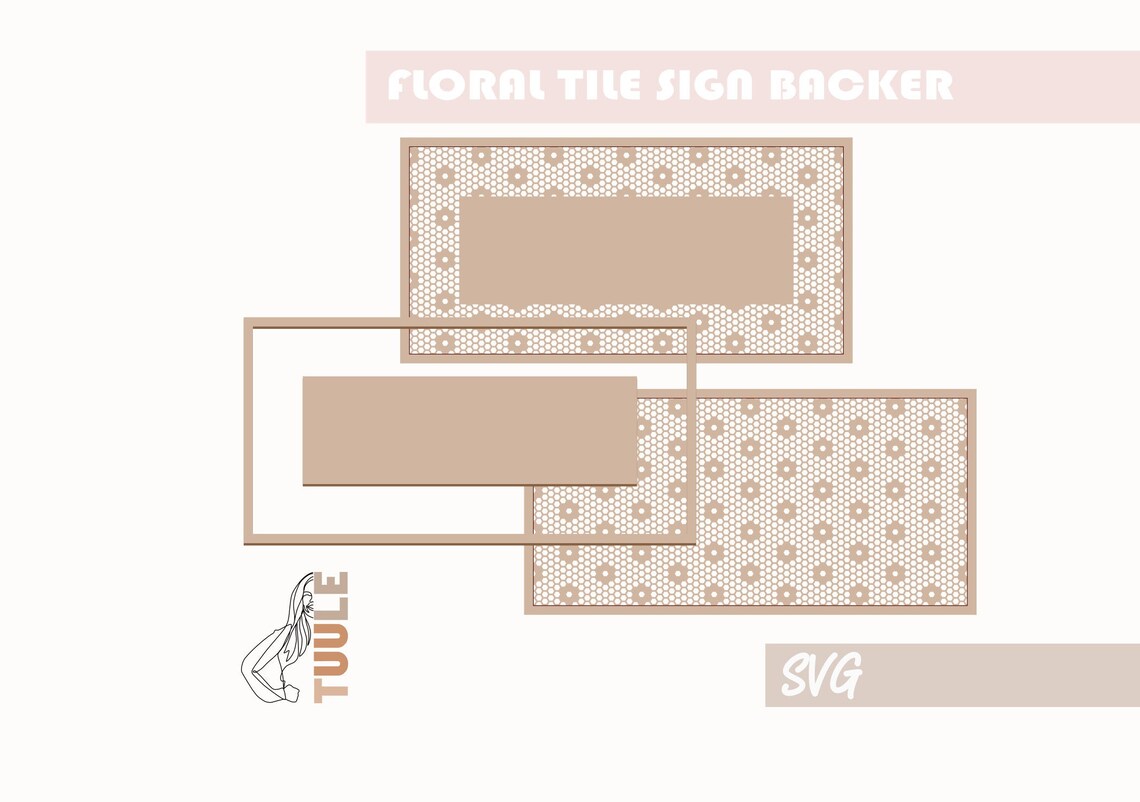 SVG Floral Tile Rectangle Sign Backer Digital Laser Cut File - Etsy