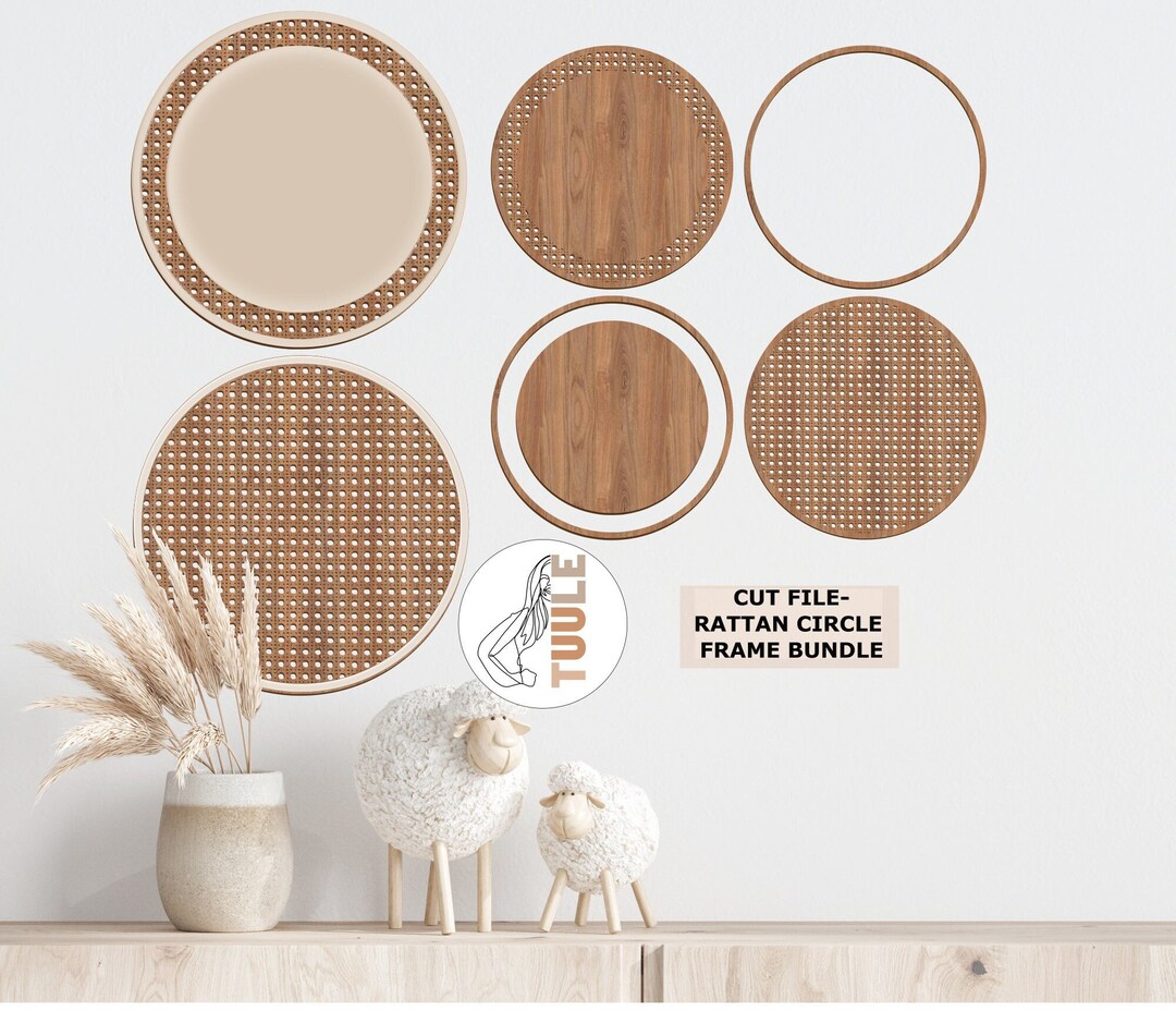 SVG Rattan Cane Circle Sign Backer Digital Laser Cut File Glowforge ...