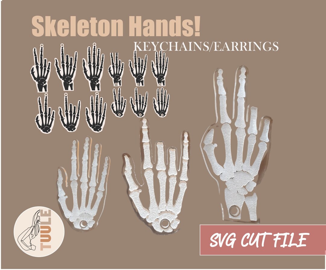 Skeleton Hands X-ray Keychain / Earring Cut File SVG digital - Etsy