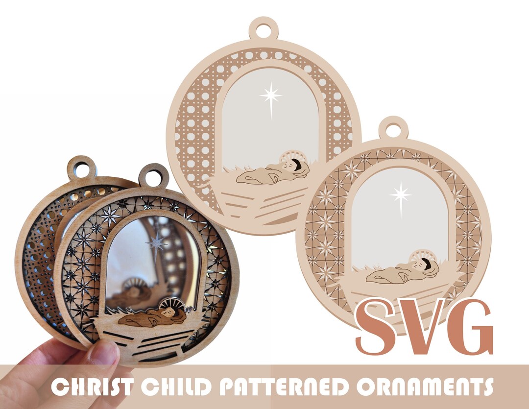 SVG Christ Child Christmas Ornament Rattan Stars digital File Digital ...
