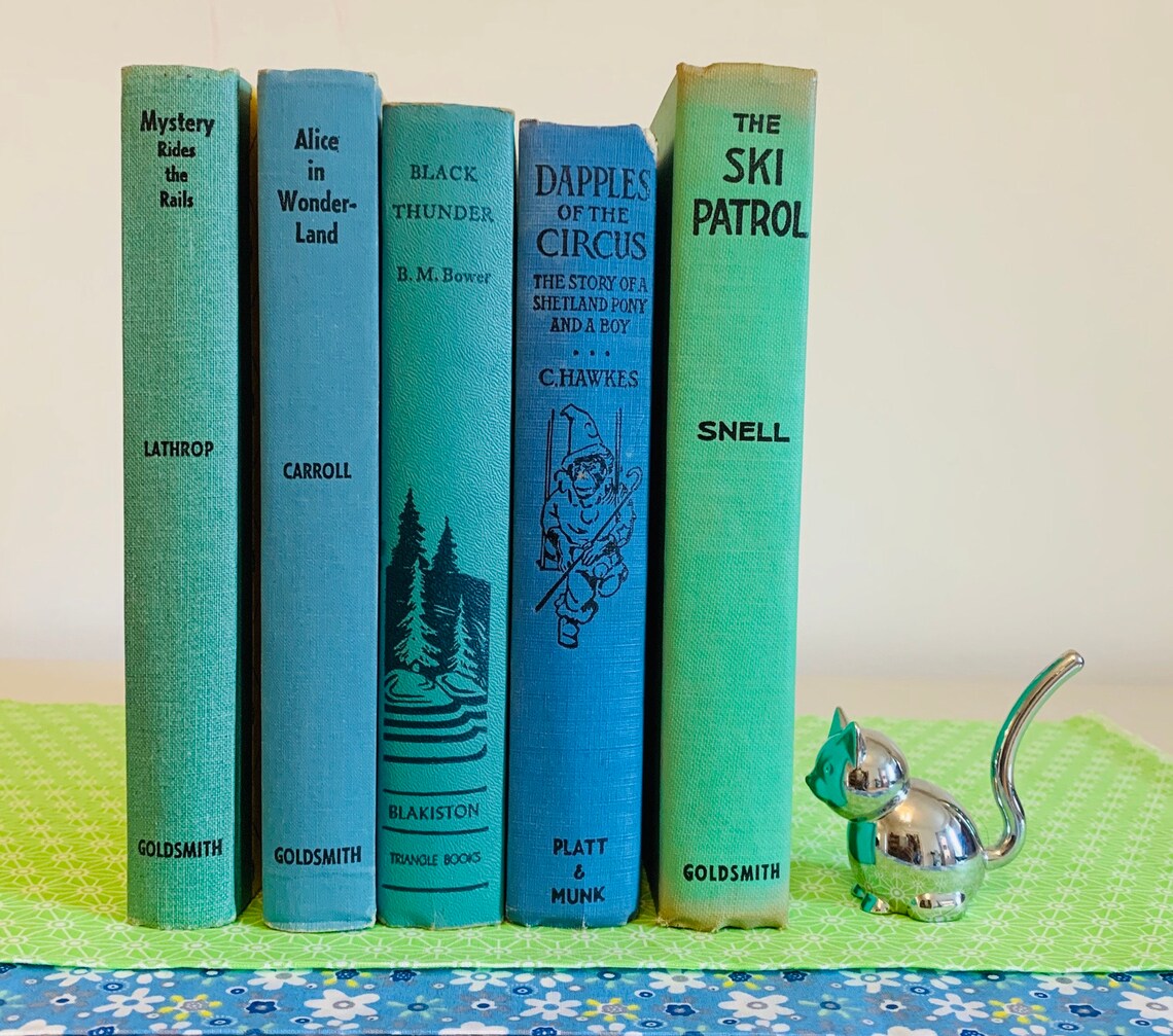 Vintage Light Blue & Green Book Bundle Stack of 5 Shabby Chic | Etsy