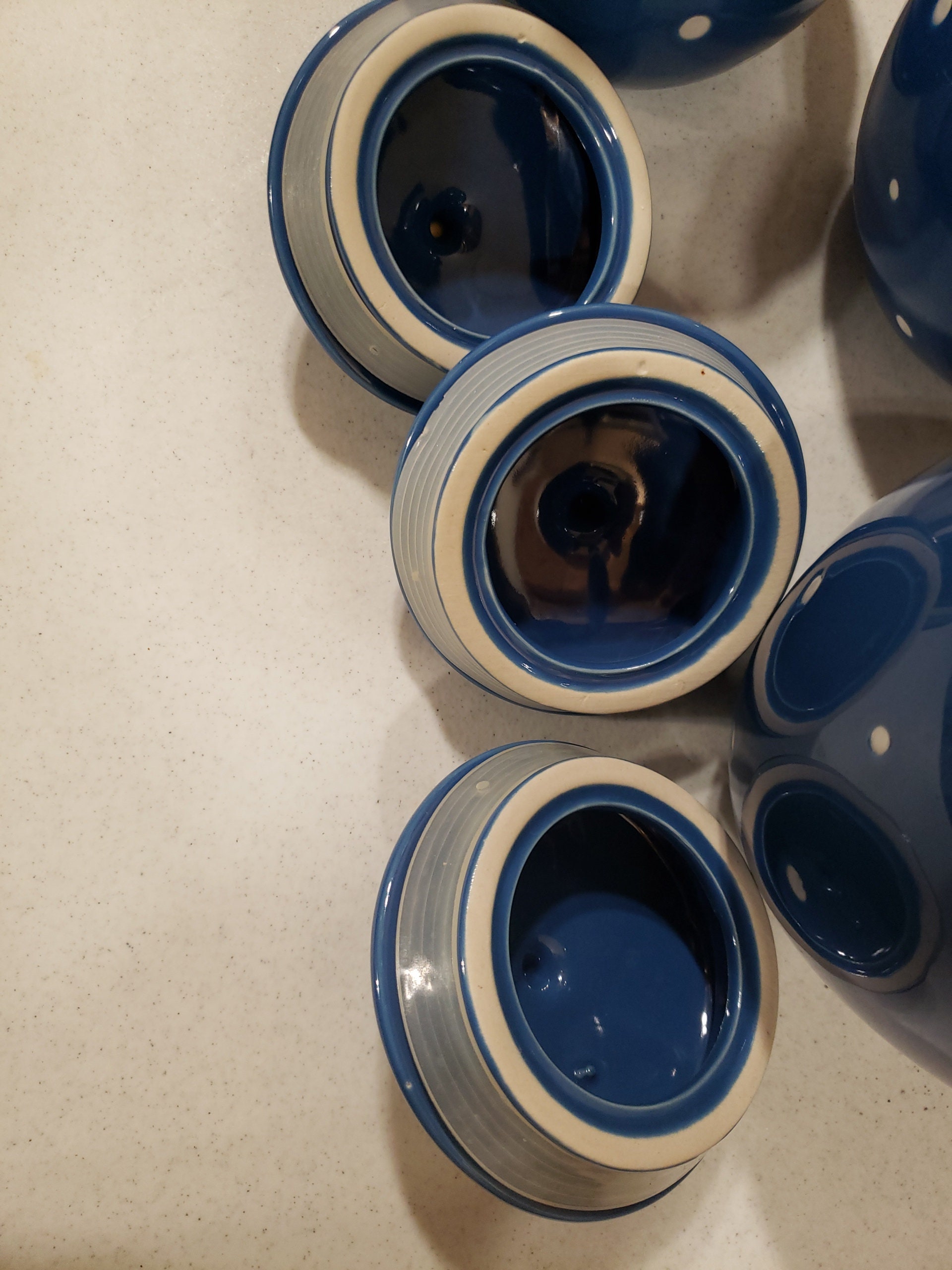 Temptations Canister Set of 3 Blue Polka Dots - Etsy