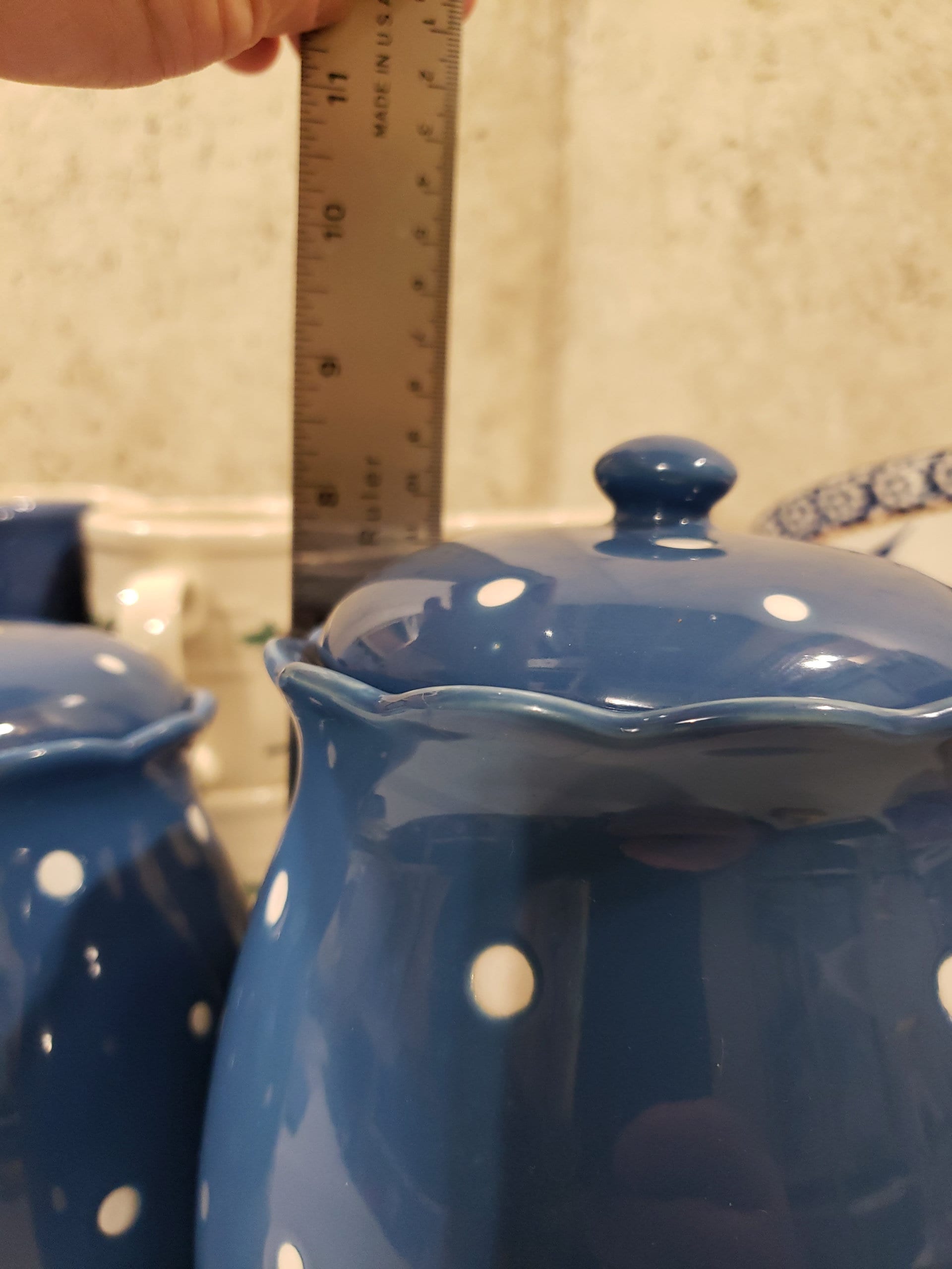 Temptations Canister Set of 3 Blue Polka Dots - Etsy