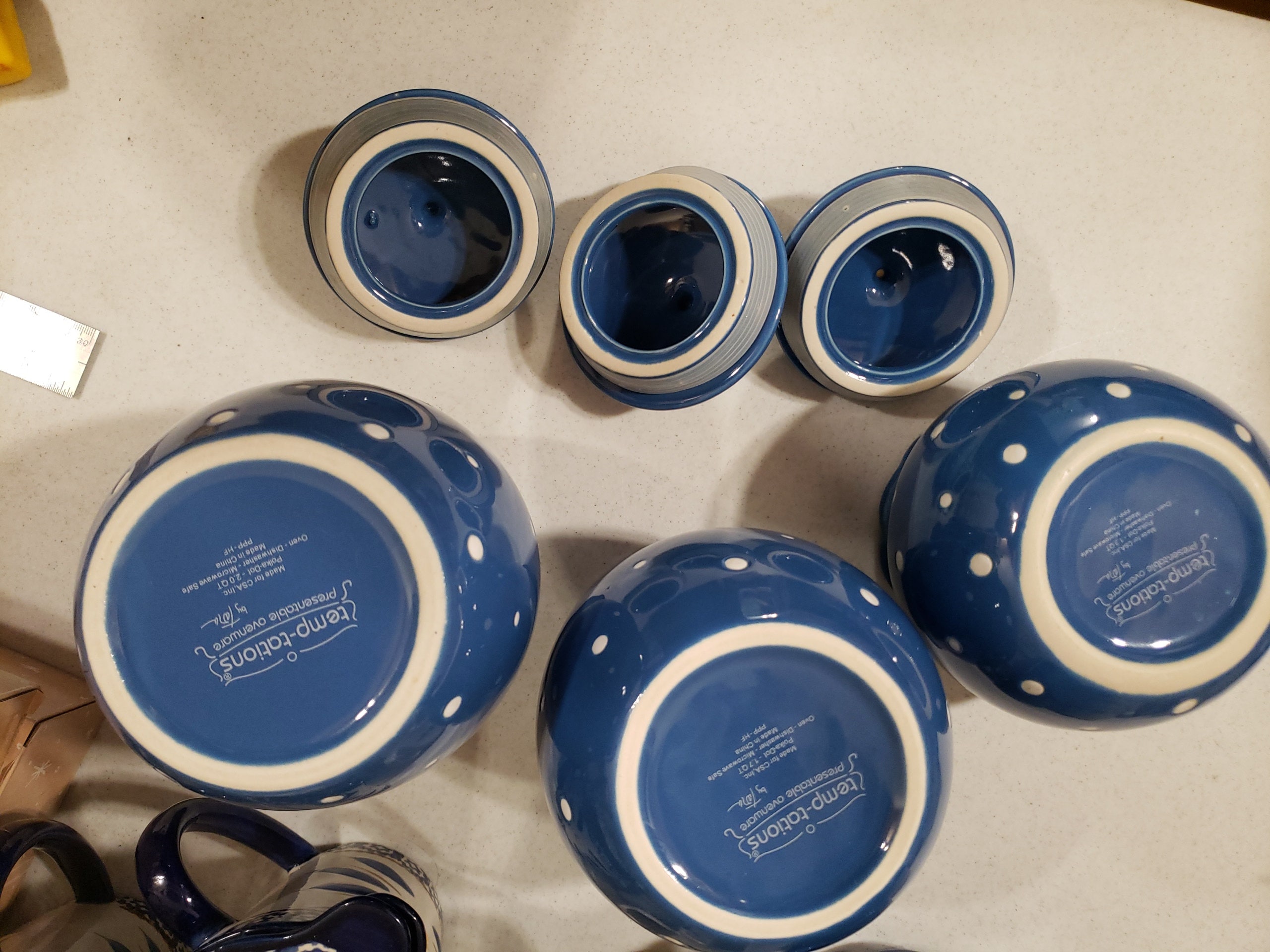 Temptations Canister Set of 3 Blue Polka Dots - Etsy