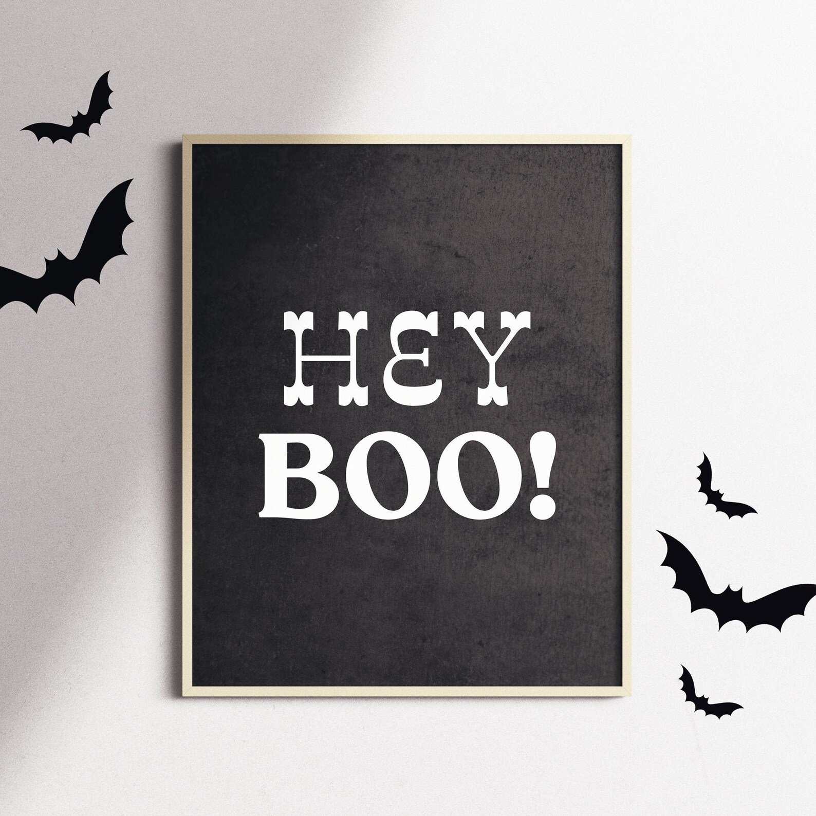 Halloween Printable Wall Art, Hey Boo, Spooky Wall Decor, Instant ...