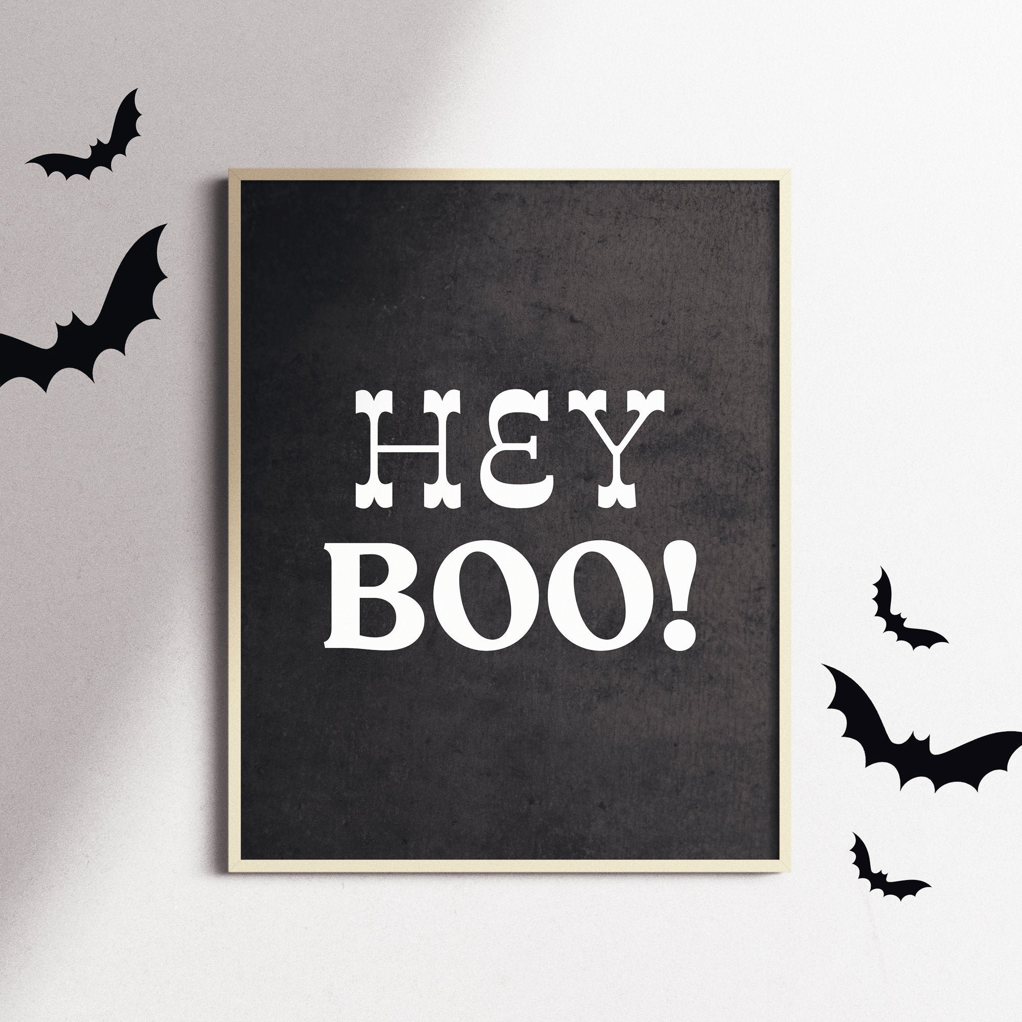 Halloween Printable Wall Art, Hey Boo, Spooky Wall Decor, Instant ...