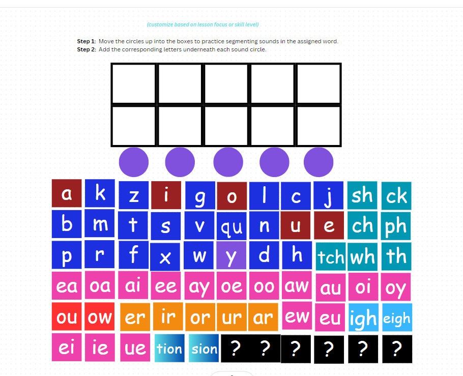 Blending and Segmenting Board - Encoding and Decoding - Phoneme Mapping ...