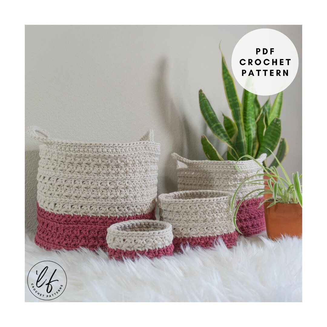 Crochet Basket Pattern PDF, Crochet Storage Basket Pattern, Round ...
