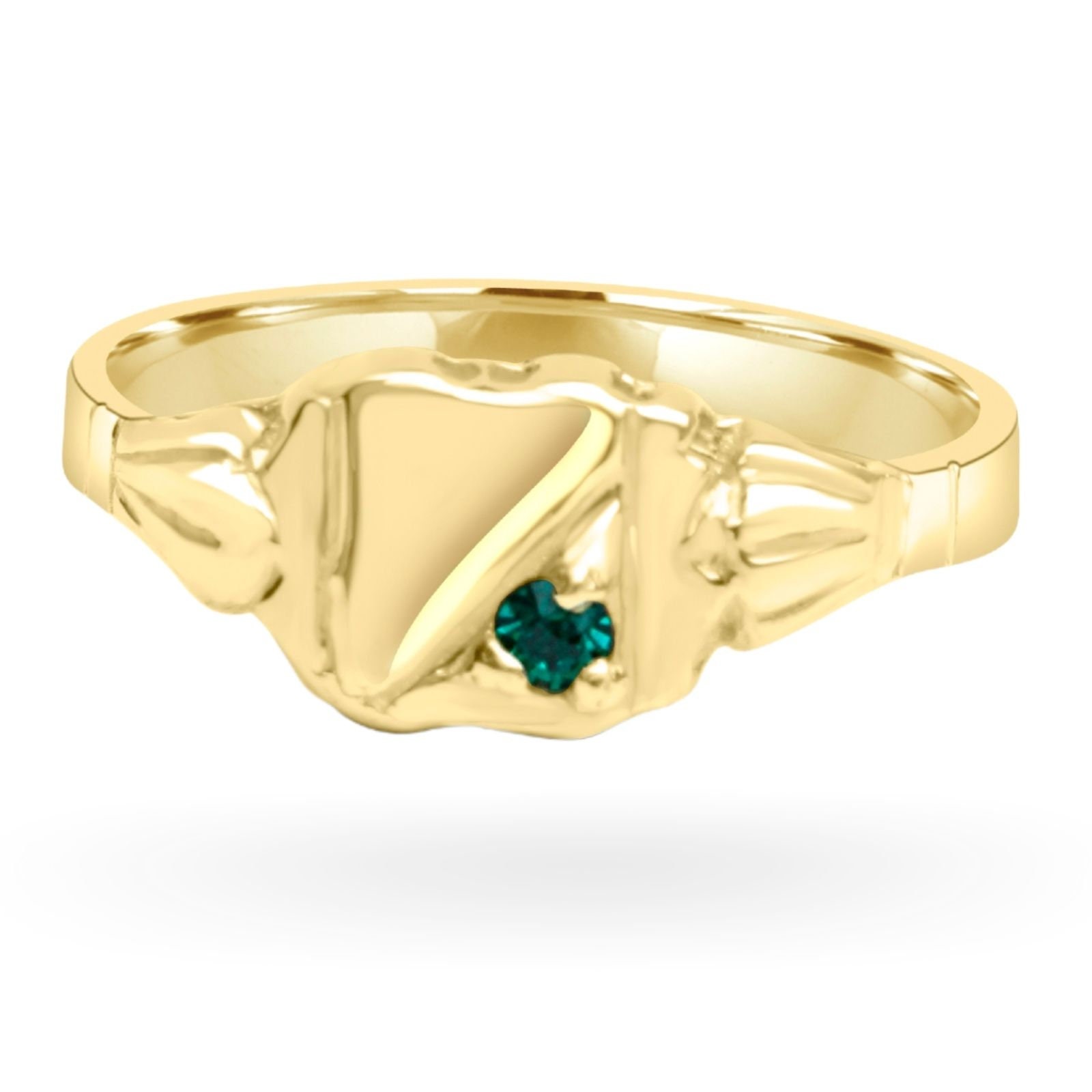 Pinky Signet Ring Birthstone for Women 10k Gold | Etsy