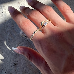 Wavy Gold Ring | Curvy Gold Ring | Gold Wave Ring | Gold Band Ring | 10k or 14k Yellow, White ...